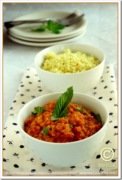 What's For Lunch Honey?: Creamy Coconut Red Lentils with Couscous